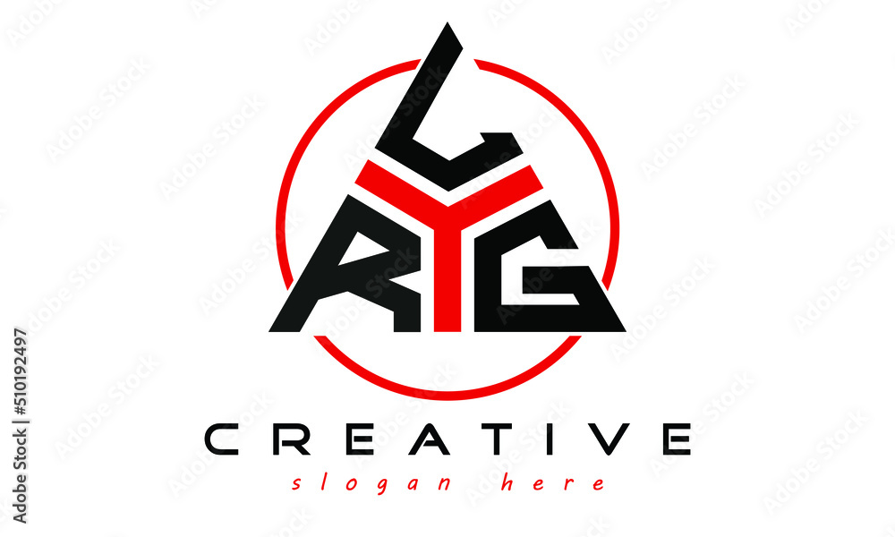 RLG three letter creative triangle shape in circle logo design vector ...