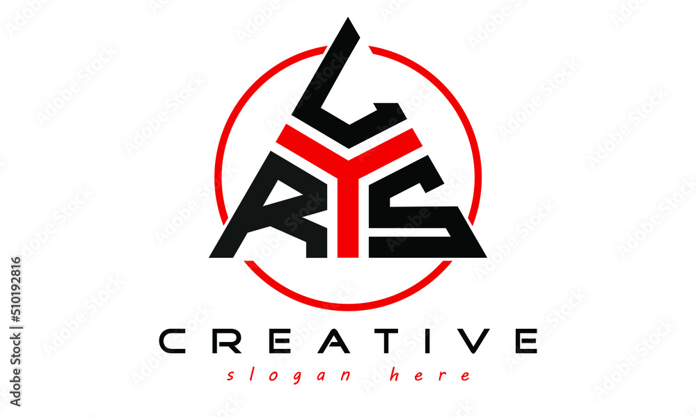 RLS three letter creative triangle shape in circle logo design vector ...