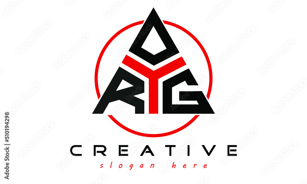 ROG three letter creative triangle shape in circle logo design vector ...