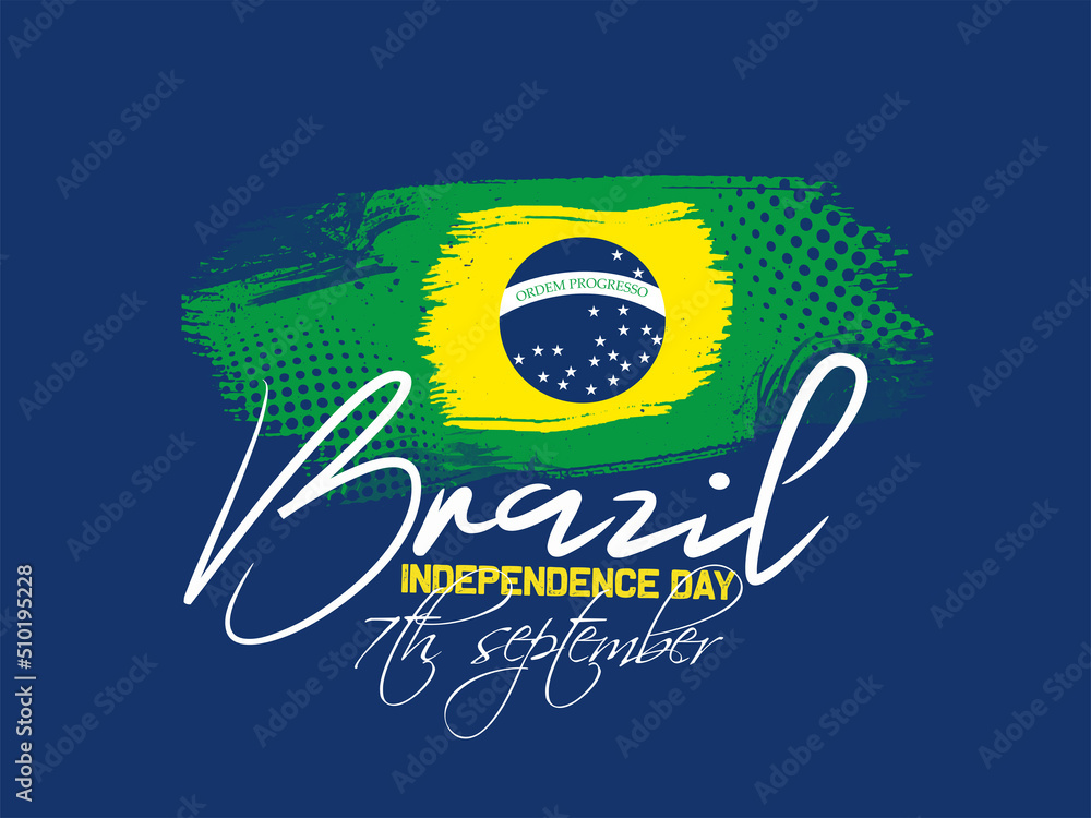 Brazil independence day, 7 September, celebrate card with paint brush ...