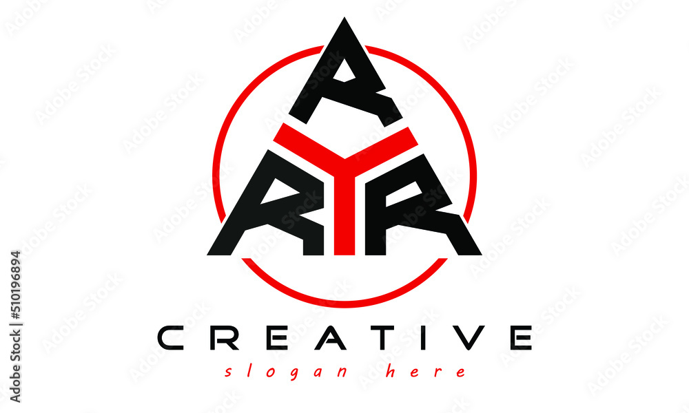 Vetor de RRR three letter creative triangle shape in circle logo design ...