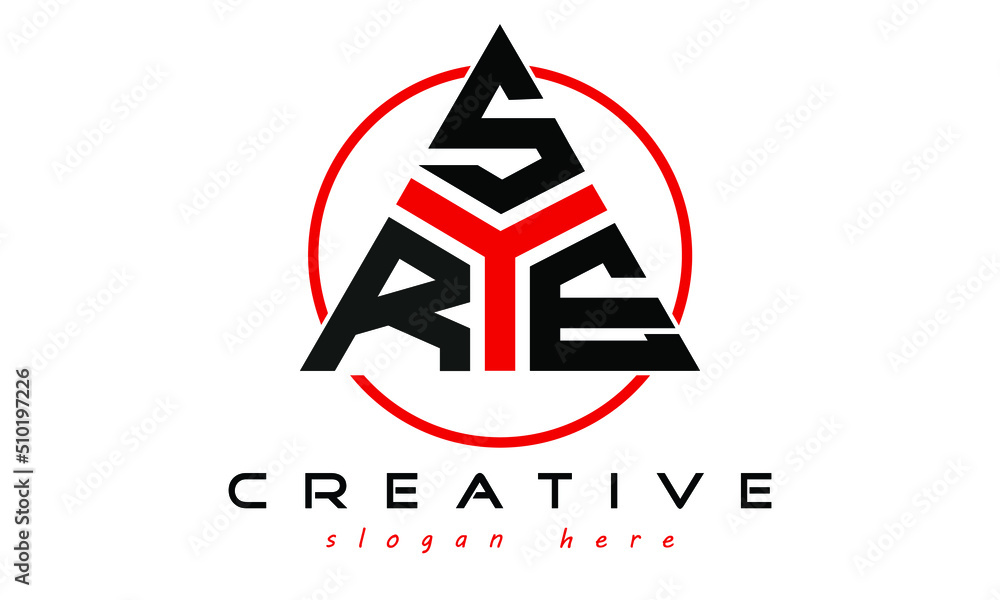 RSE three letter creative triangle shape in circle logo design vector ...