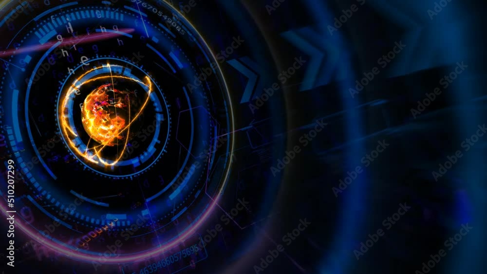 Quantum computer futuristic technology with digital core and atom ...