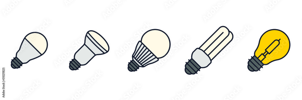 light bulb set icon symbol template for graphic and web design ...