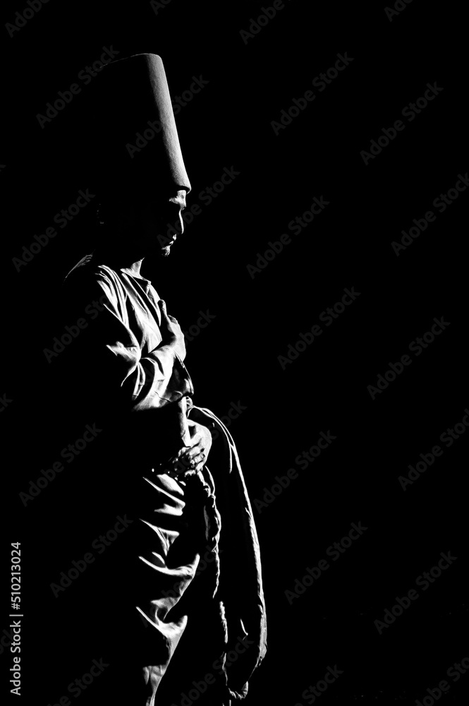 Sufism - An artistic black and white silhouette portrait of a Sufi ...