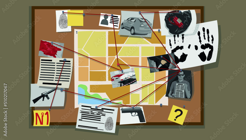 Crime board on wall in police department Stock Vector | Adobe Stock