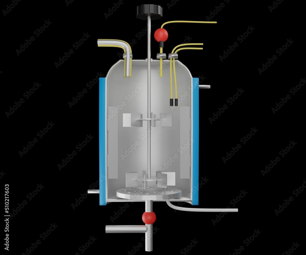 Industrial bioreactor mechanical for aeration and agitation principle ...