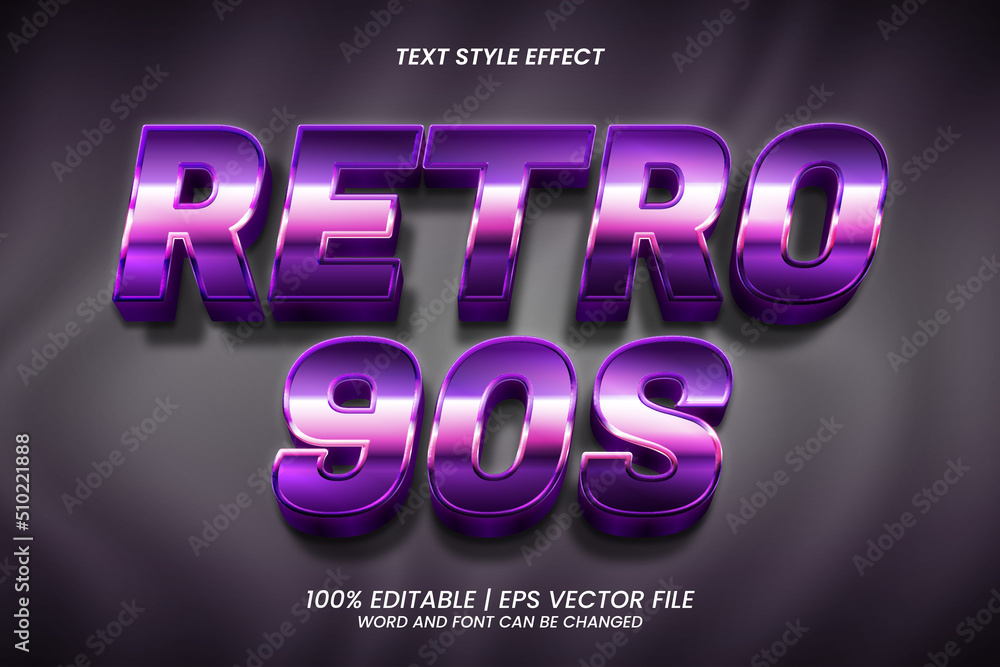 Retro 90s Text Effect Editable Realistic 3d Style Stock Vector | Adobe ...