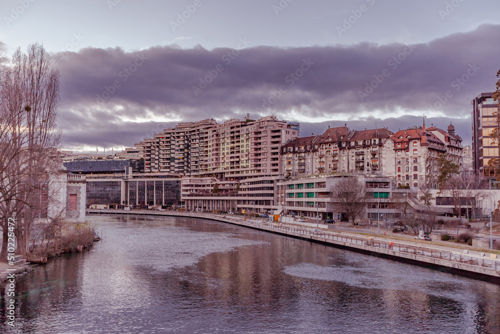 Condominium and apartment building with a modern architecture in the ...