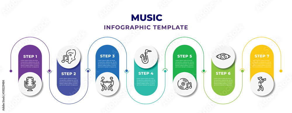 music infographic design template with broadcast microphone, phantom ...