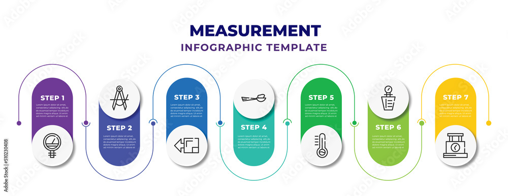 measurement infographic design template with manometer, protractor ...