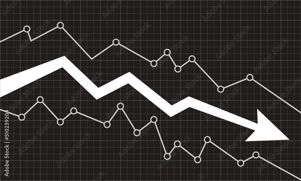 Financial chart and graph of business abstract decrease with down arrow ...