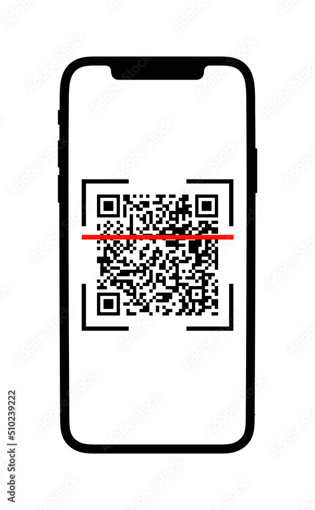 Scan of qr code by phone icon. Phone scanning qrcode. Mobile smartphone ...