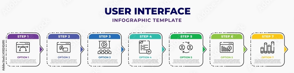 user interface infographic design template with anchor point, window ...