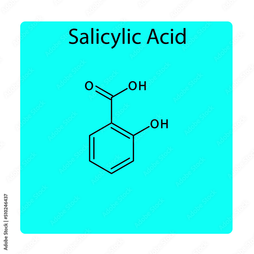 Salicylic acid molecular structure, flat skeletal chemical formula ...