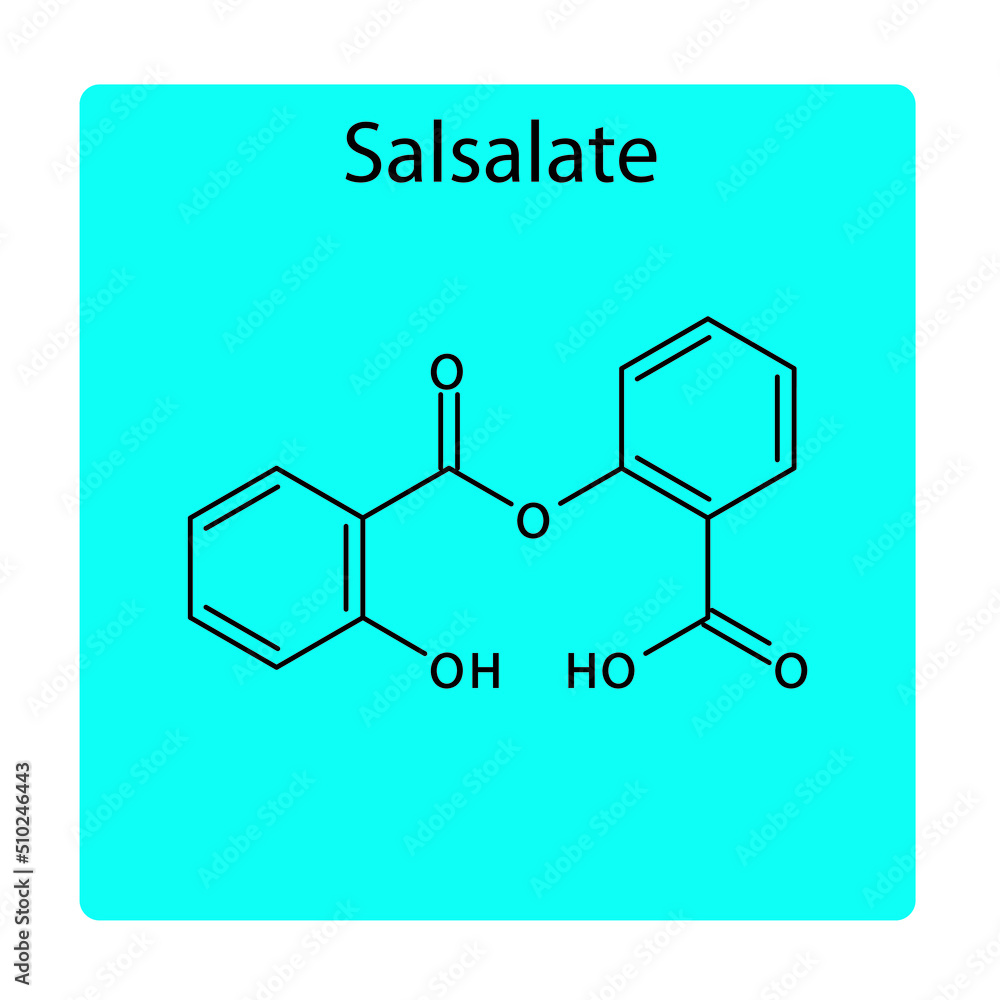 Salsalate molecular structure, flat skeletal chemical formula. NSAID ...
