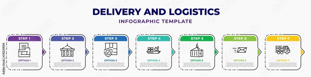 delivery and logistics infographic design template with dossier ...