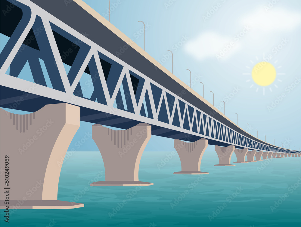 Padma bridge in Bangladesh illustration Stock Vector | Adobe Stock