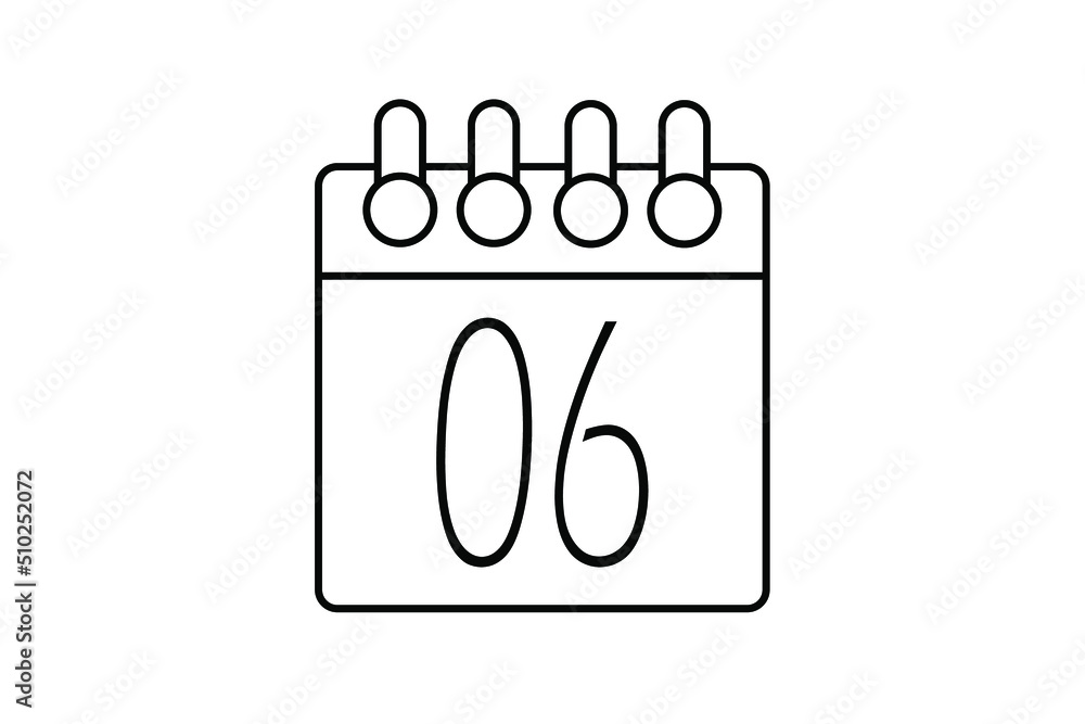 6 day calendar banner. Simple calendar on white background for month ...