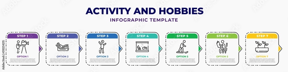 activity and hobbies infographic design template with film making ...