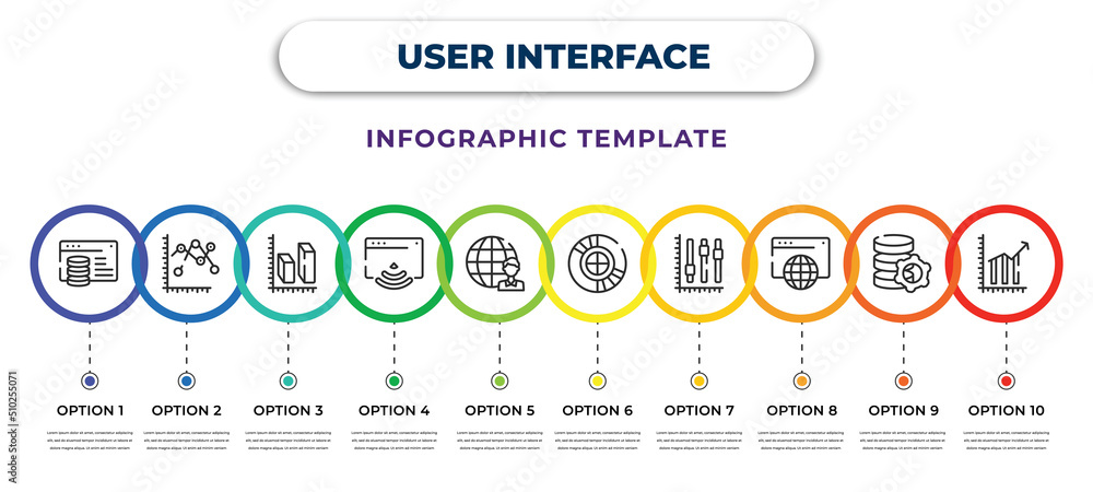 user interface infographic design template with data windows, multiple variable point line, 3d ...
