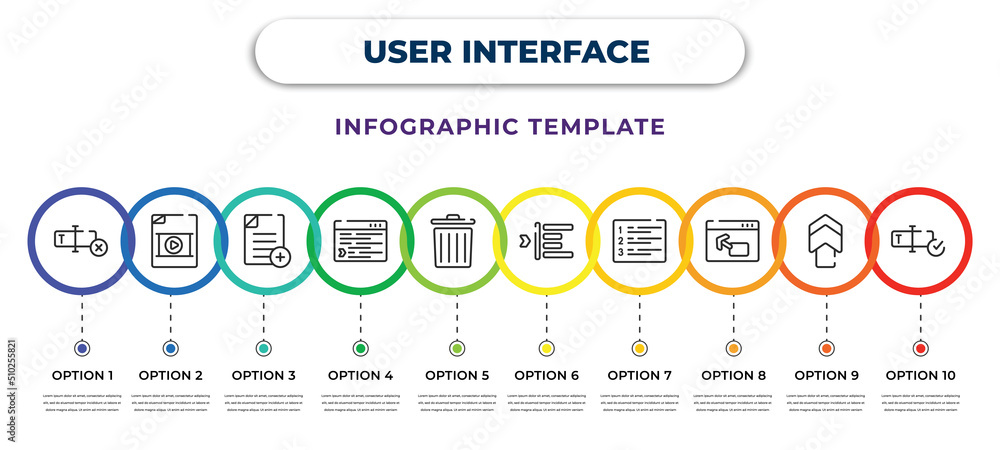user interface infographic design template with text out, video file ...