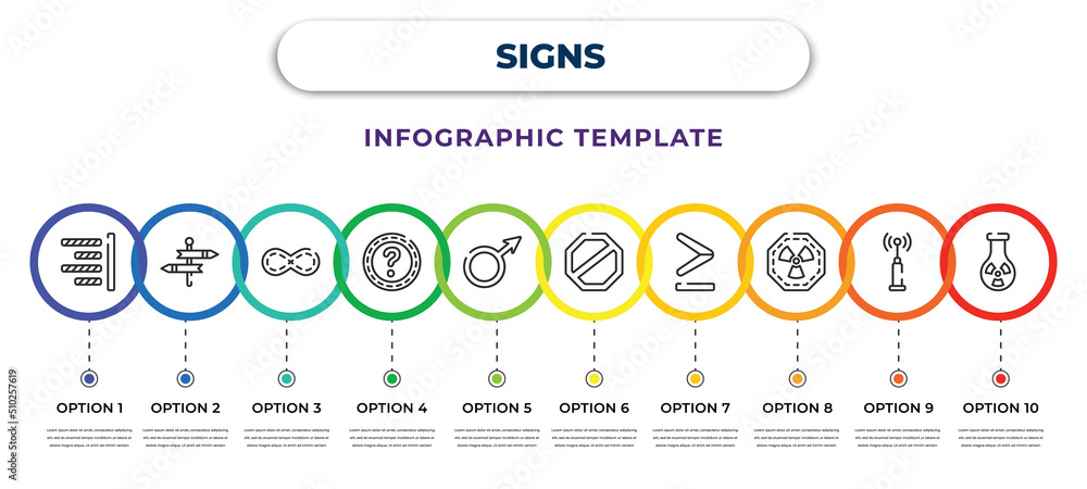 signs infographic design template with align right, panels, infinity ...
