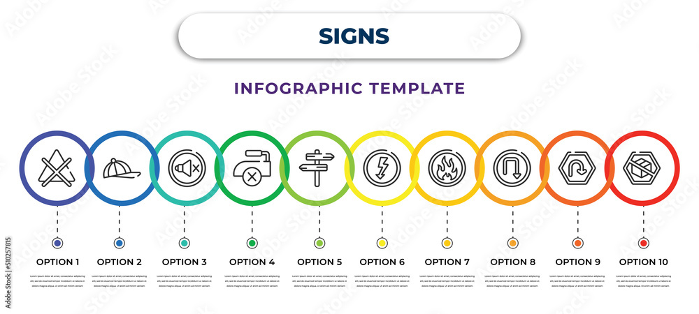 signs infographic design template with no bleaching, cap, silence, no ...