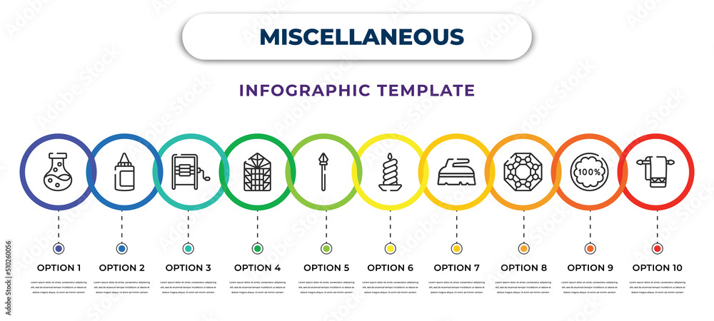 miscellaneous infographic design template with alchemy, glue bottle ...