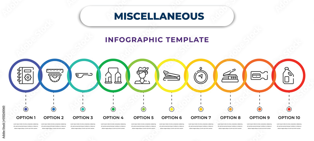 miscellaneous infographic design template with scrapbook, ruler and ...