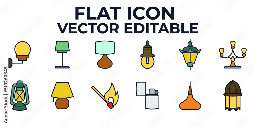 Lighting and Lamps set icon symbol template for graphic and web design ...