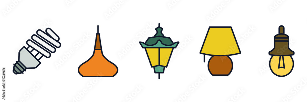 Lighting and Lamps set icon symbol template for graphic and web design ...