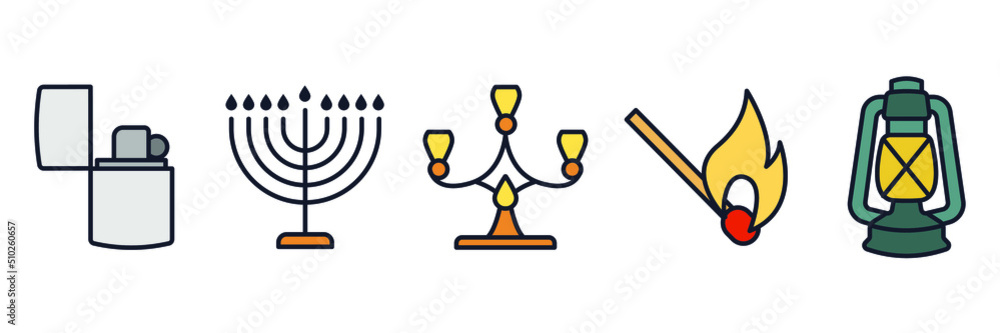 Lighting and Lamps set icon symbol template for graphic and web design ...