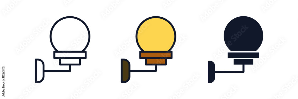 wall lamp icon symbol template for graphic and web design collection ...