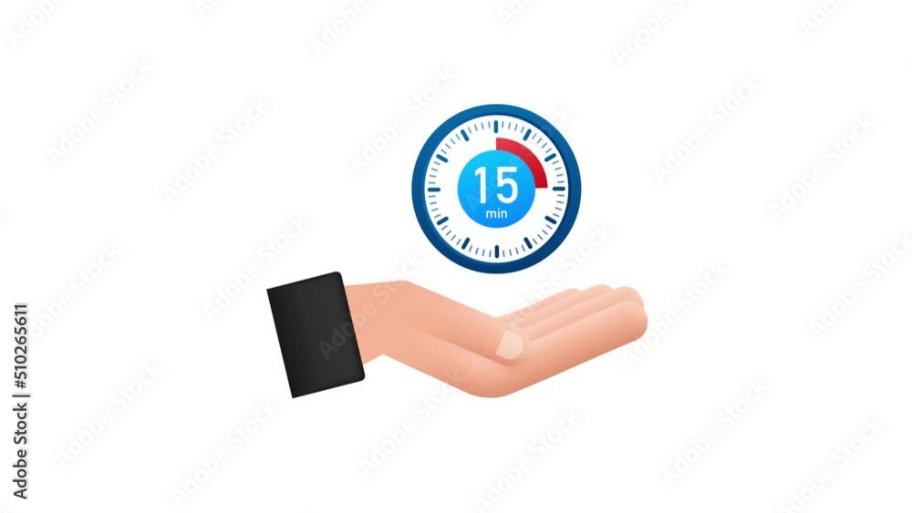 The 15 minutes, stopwatch Motion graphics hand icon. Stopwatch icon in ...