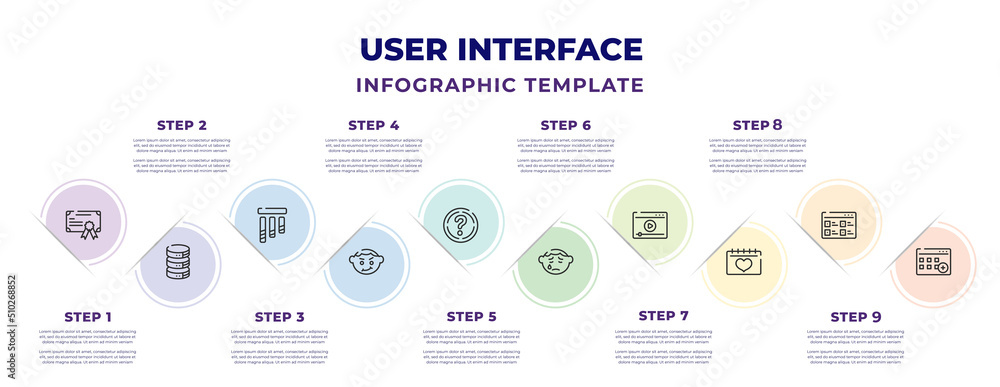user interface infographic design template with man certificate, disk ...