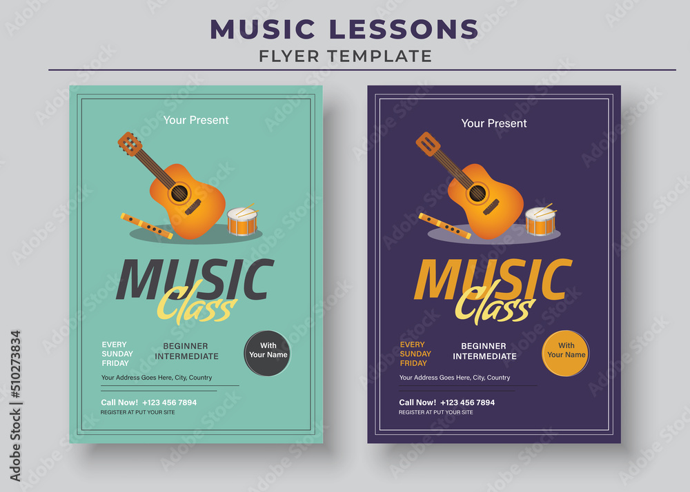 Music Lessons Flyer Template, Piano Lessons Poster, Music Class Poster ...