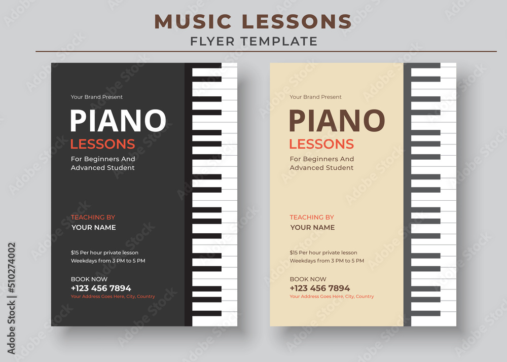 Music Lessons Flyer Template, Piano Lessons Poster, Music Class Poster ...