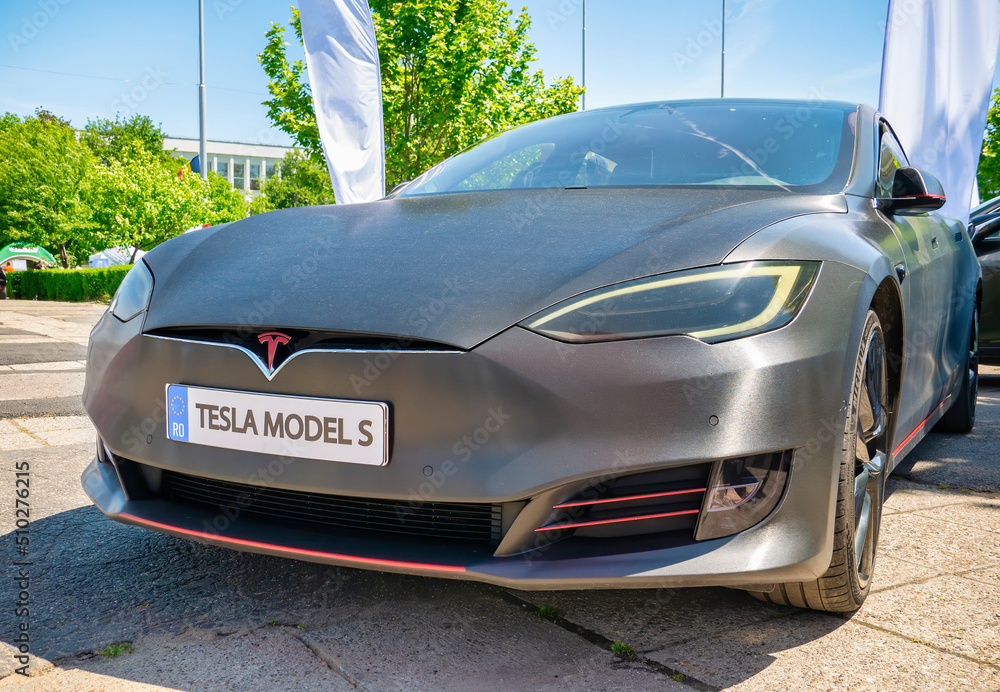 Bucharest, Romania - 05.20.2022: Close up with the Model S of the ...