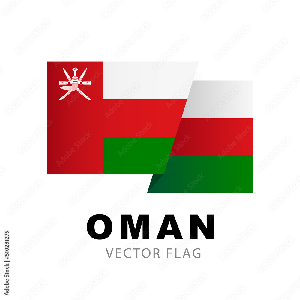 Colorful Omani flag logo. Flag of Oman. Vector illustration isolated on ...