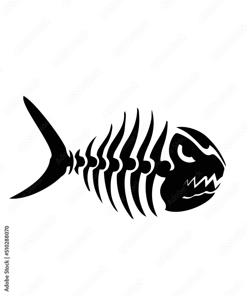 fish svg, fish bones svg, Angry Fish Skeleton svg, Fishing SVG ...
