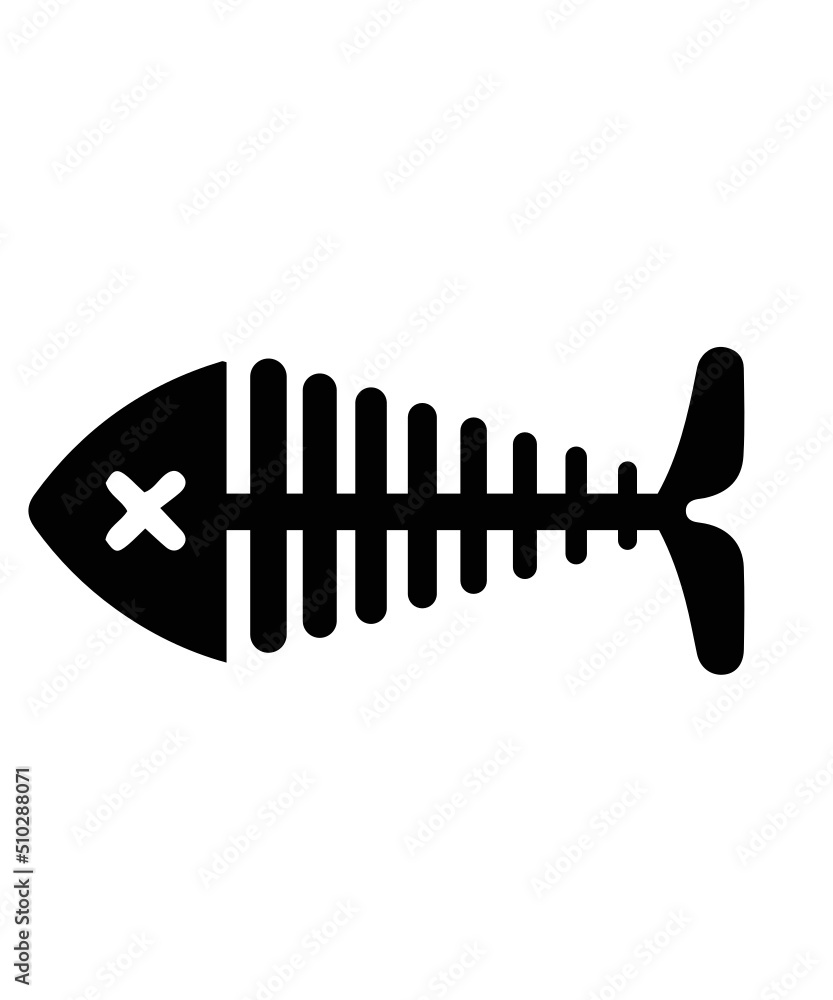 fish svg, fish bones svg, Angry Fish Skeleton svg, Fishing SVG ...