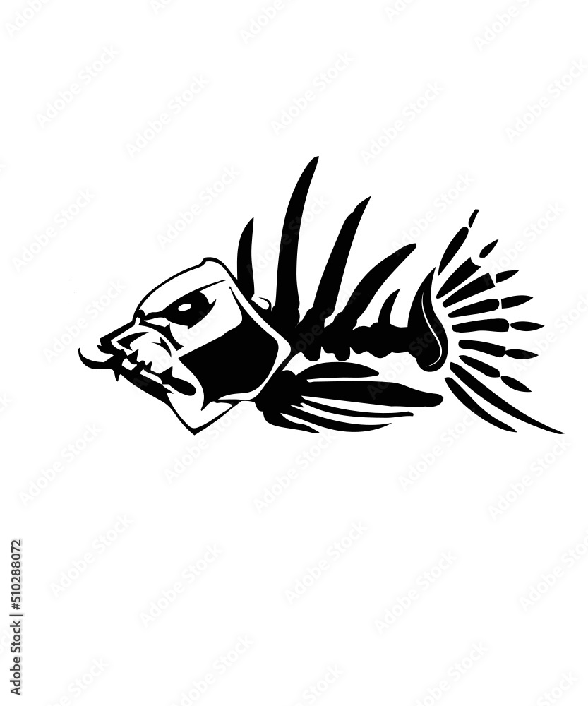Vecteur Stock fish svg, fish bones svg, Angry Fish Skeleton svg ...