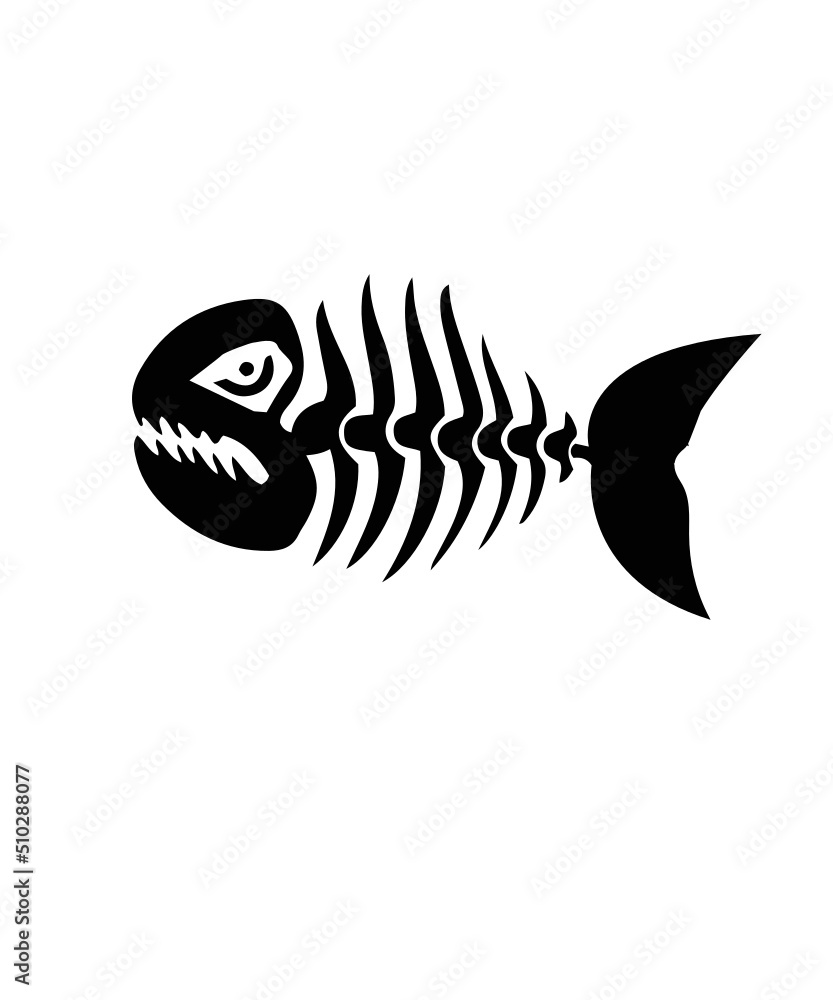 fish svg, fish bones svg, Angry Fish Skeleton svg, Fishing SVG ...