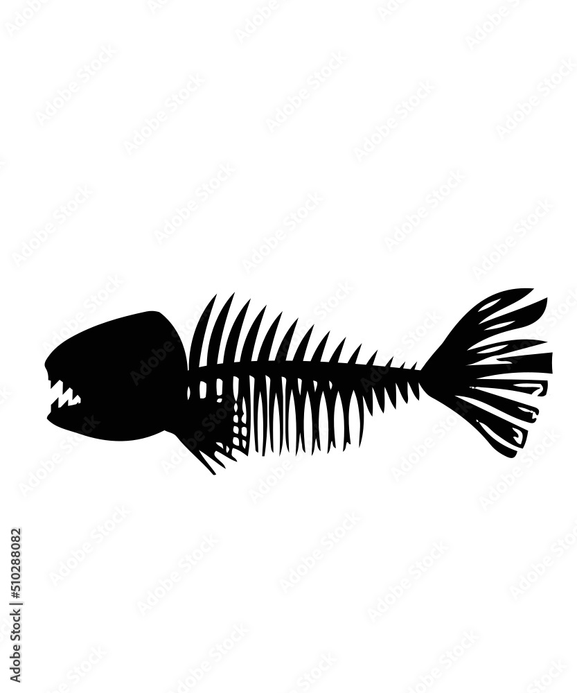 fish svg, fish bones svg, Angry Fish Skeleton svg, Fishing SVG ...