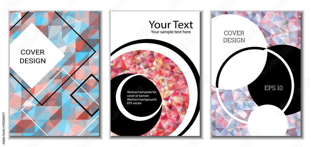 Cover design. Set of 3 covers. Imitation of crumpled paper. Unusual ...