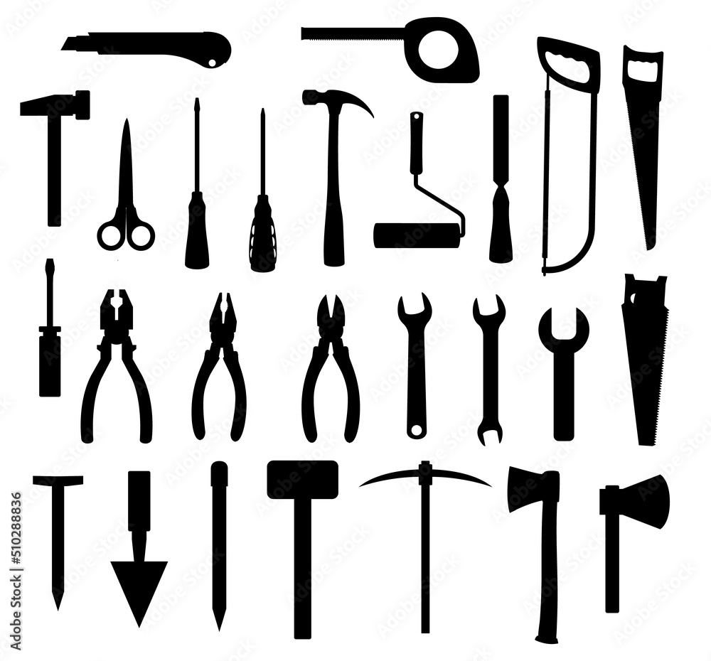 Fotografía Constriction tool set Silhouettes premium vector templates ...