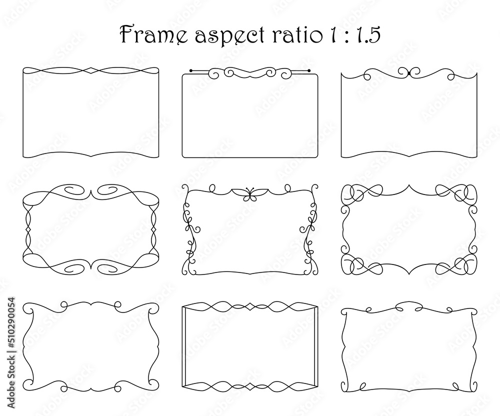 Vector set of rectangular frames with simple vintage ornament Stock ...