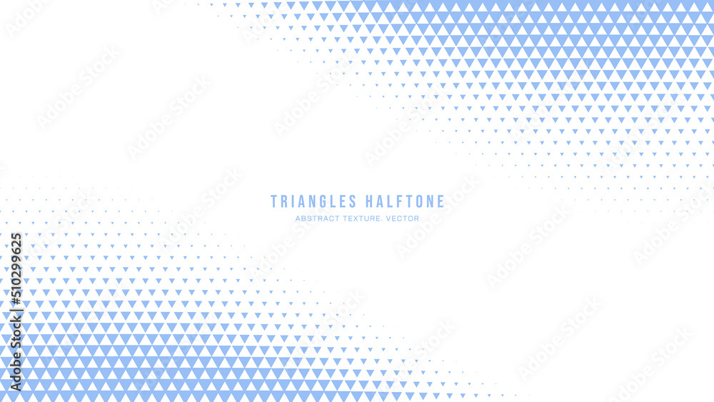 Triangles Halftone Geometric Pattern Abstract Vector Smooth Twisted Blue Border Isolated On
