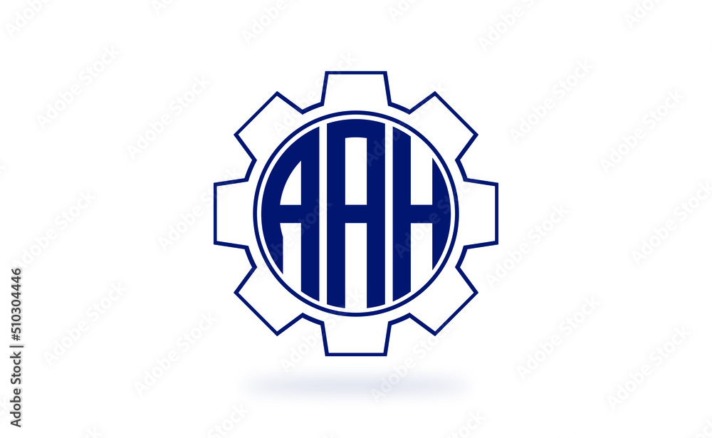 AAH three letter industrial logo with gear icon logo design vector ...
